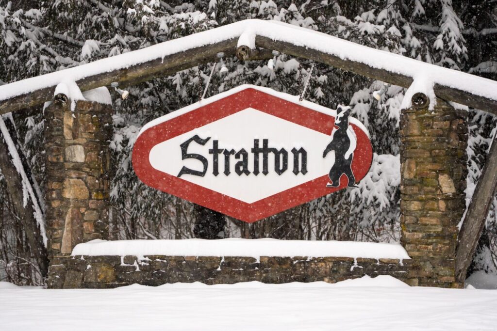 2025_12_2_Stratton signs in snow early season-3 - STRATTON MOUNTAIN BLOG